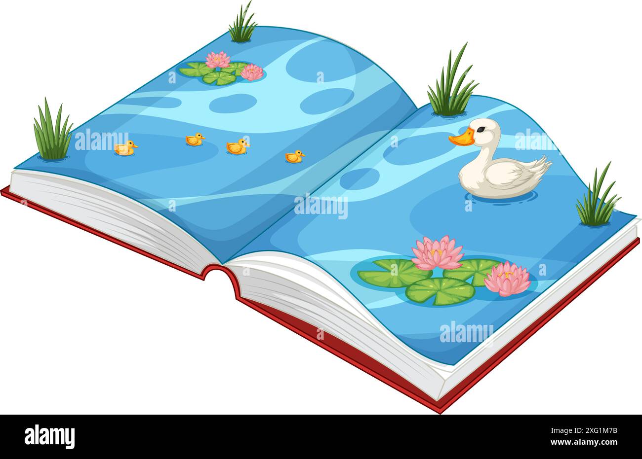 Illustration of a book with a pond scene Stock Vector Image & Art - Alamy