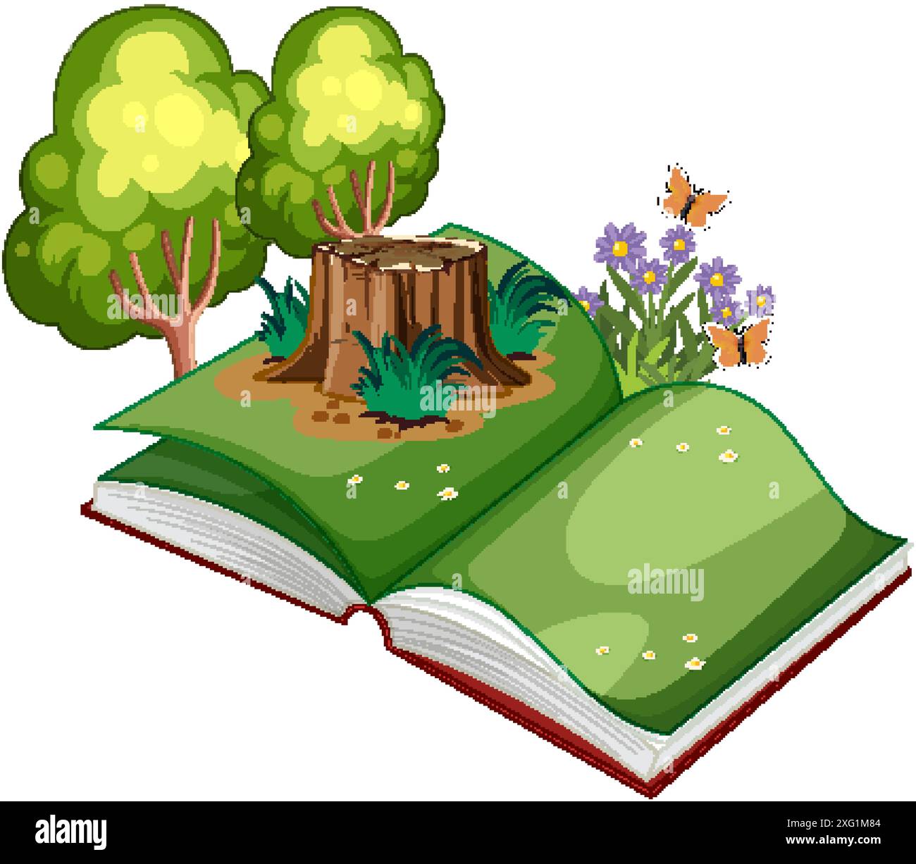 Illustration of nature emerging from an open book Stock Vector Image ...