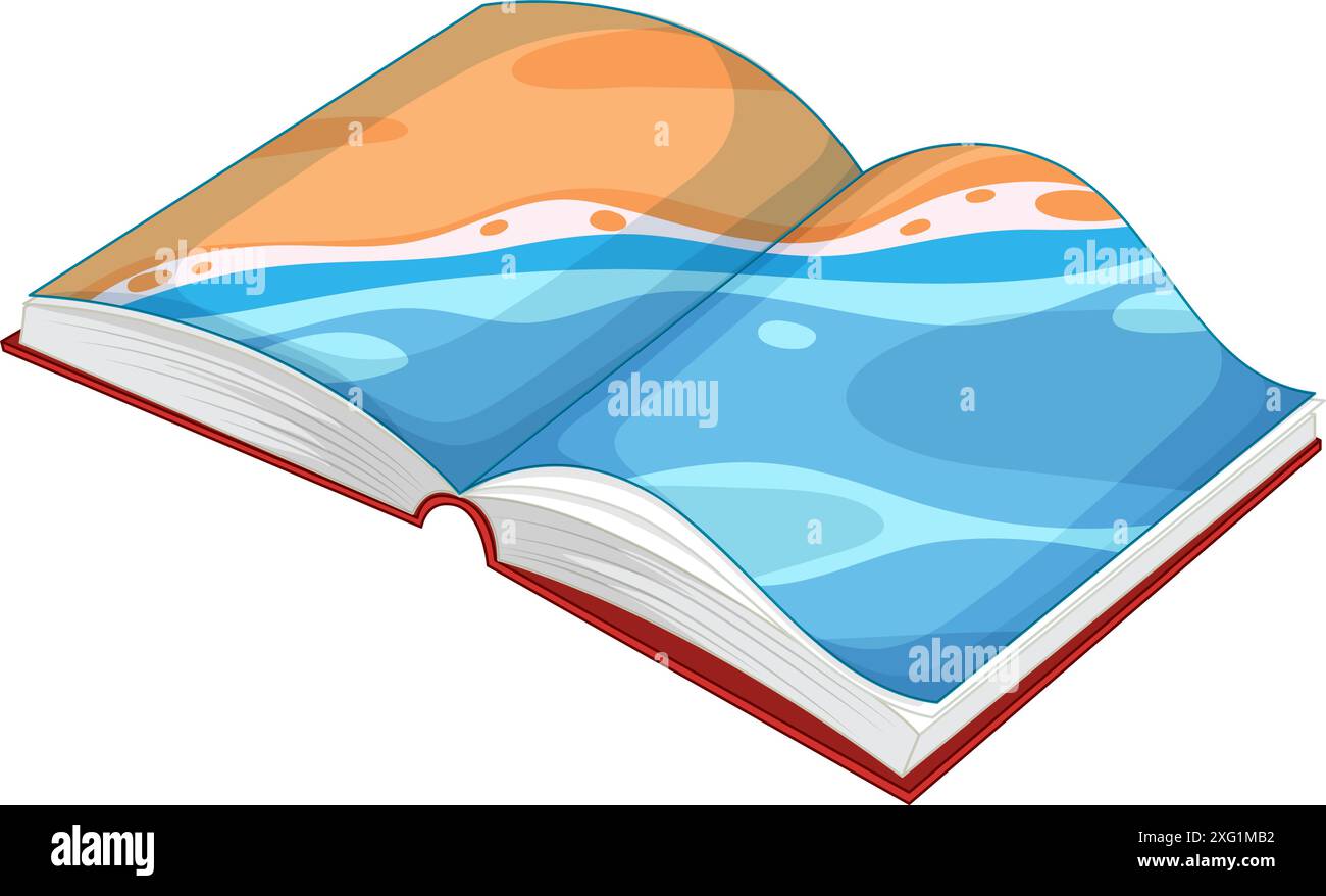 Illustration of an open book with ocean waves Stock Vector Image & Art ...