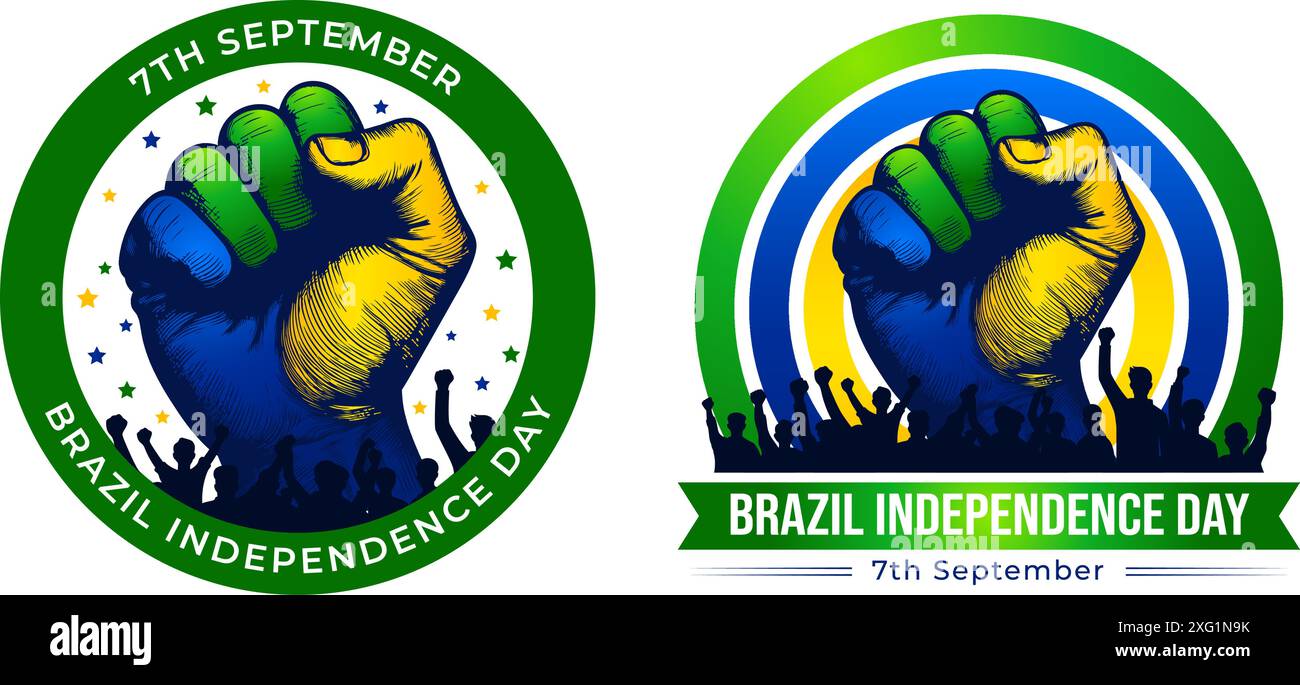 Brazilian Independence day sign, clenched fists with brazilian color ...