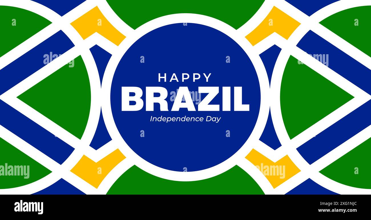 Symmetrical Brazil Independence Day, with abstract geometric shape ...