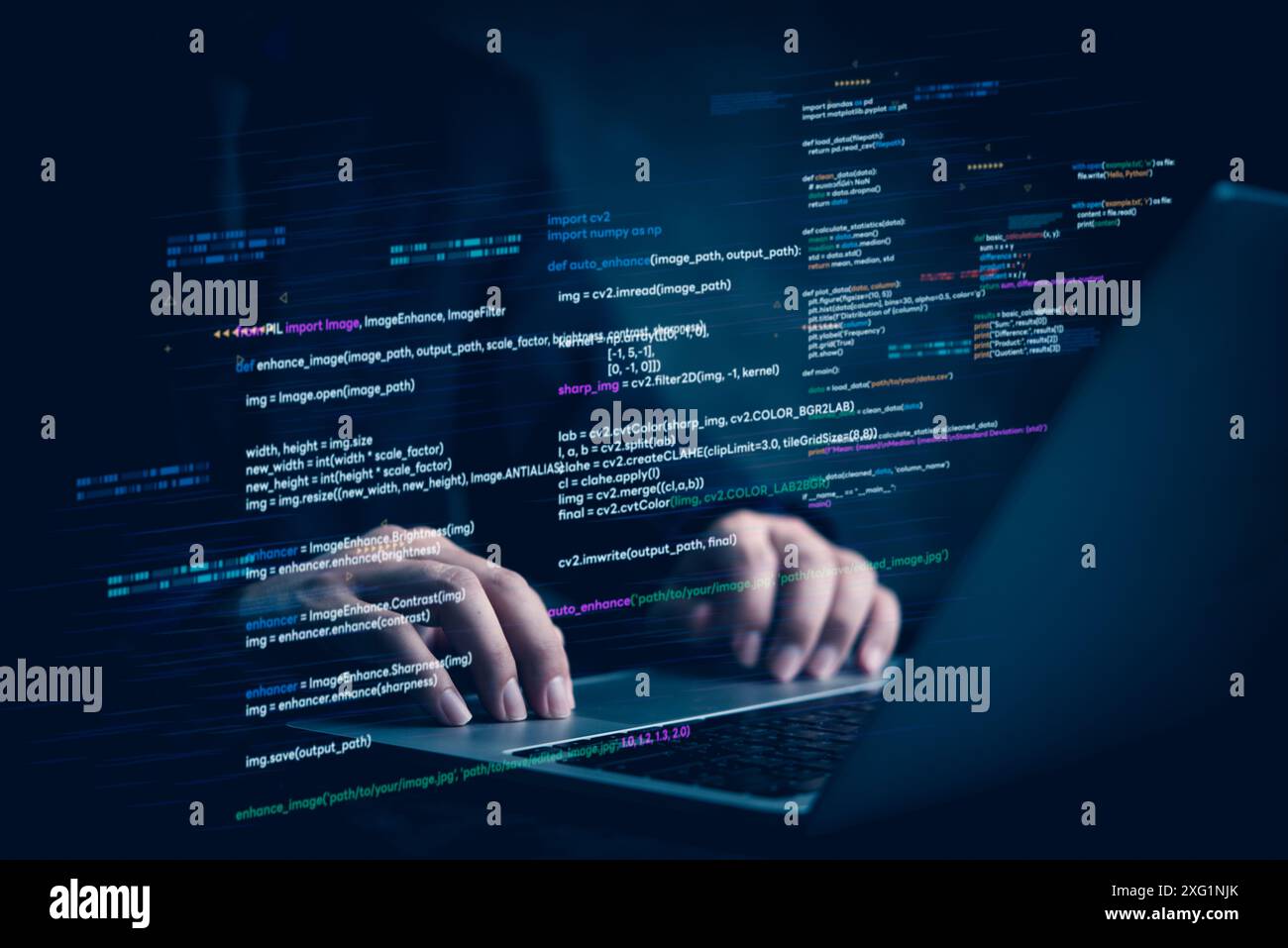 Hacker typing on futuristic computer hi-res stock photography and ...