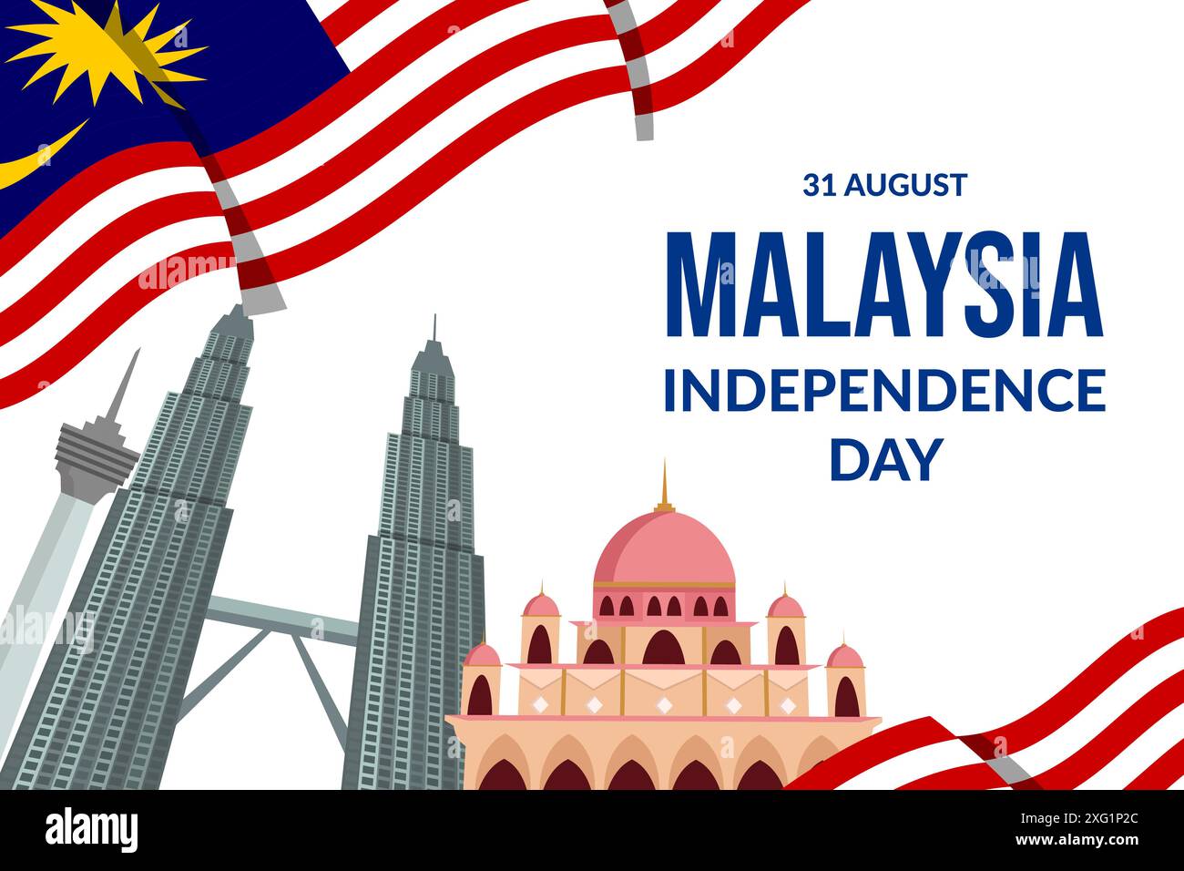 malaysia independence day background illustration in flat style Stock ...
