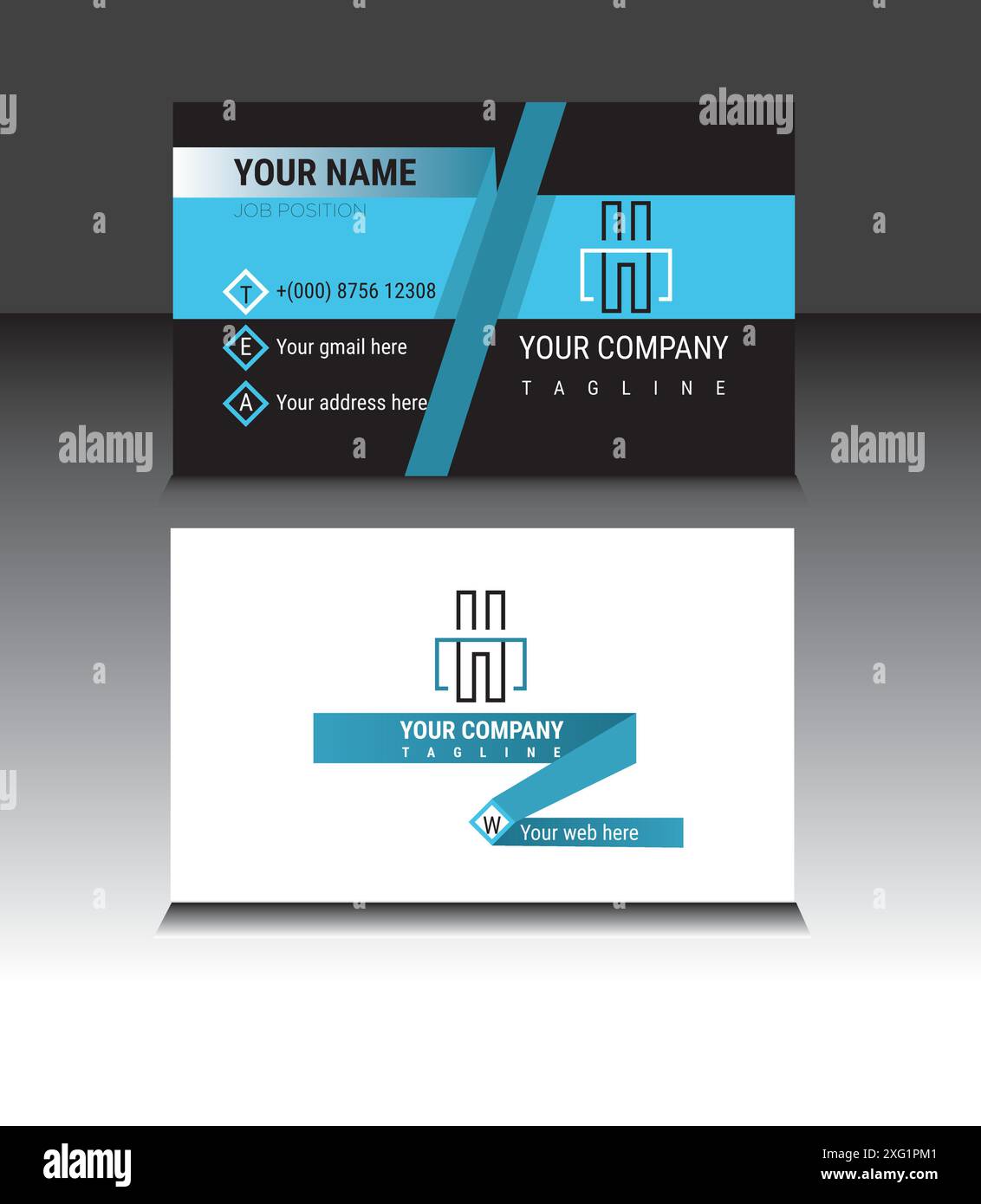 Simple and Modern business card design.Blue business card template ...