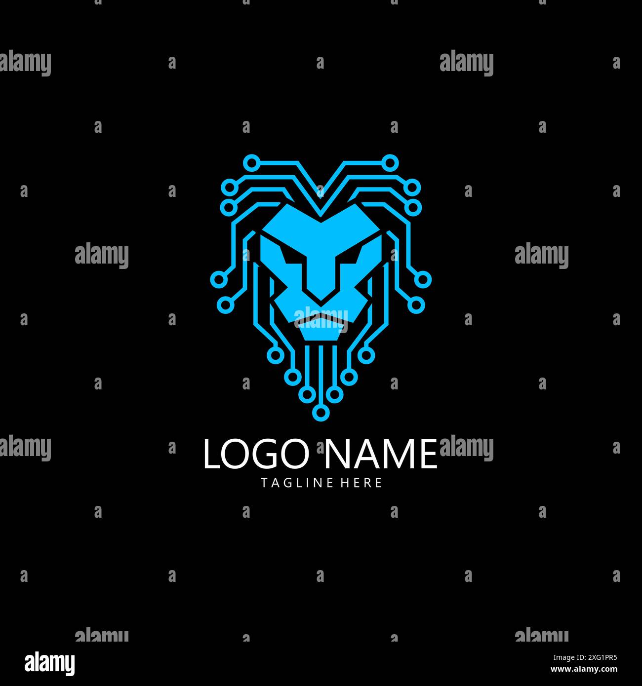 lion tech line logo design vector Stock Vector Image & Art - Alamy