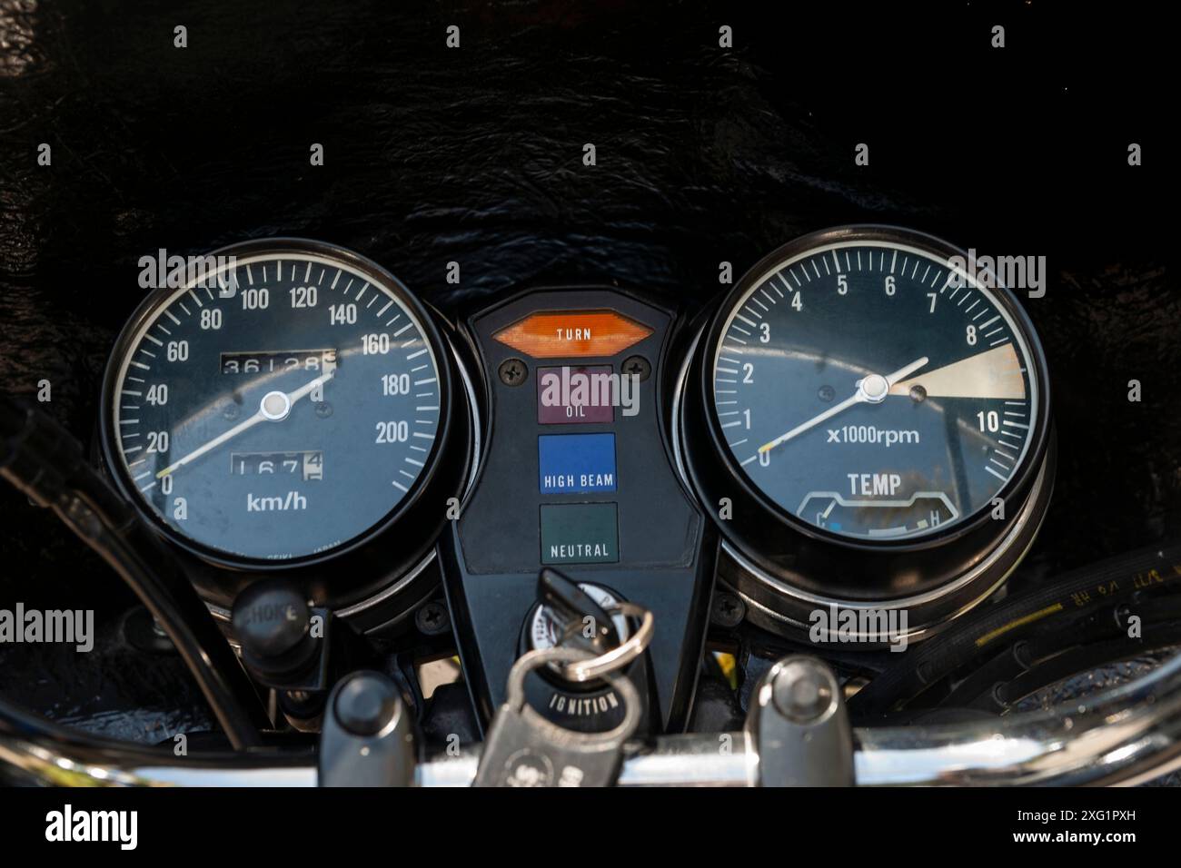 Gauges on motorcycle closeup Stock Photo - Alamy