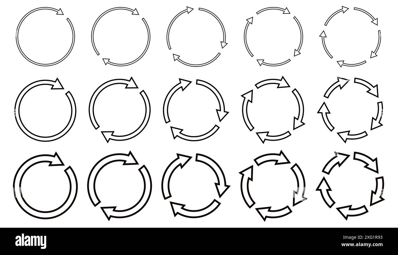 Different circular and different thickness circular arrows sign symbols vector illustration ...