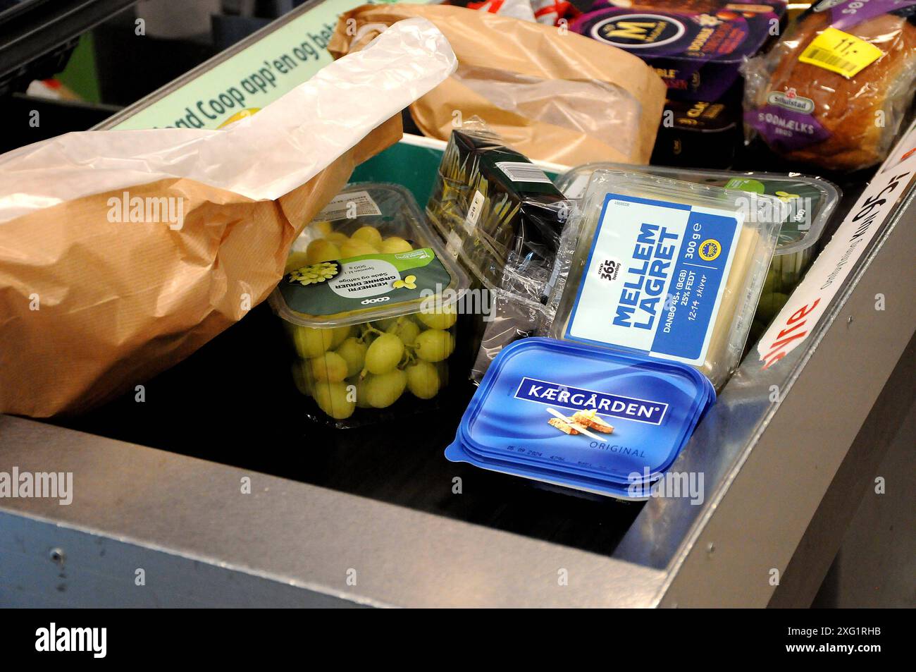 Copenhagen, Denmark /05 July 2024/Grocery and receipt for grocery ...