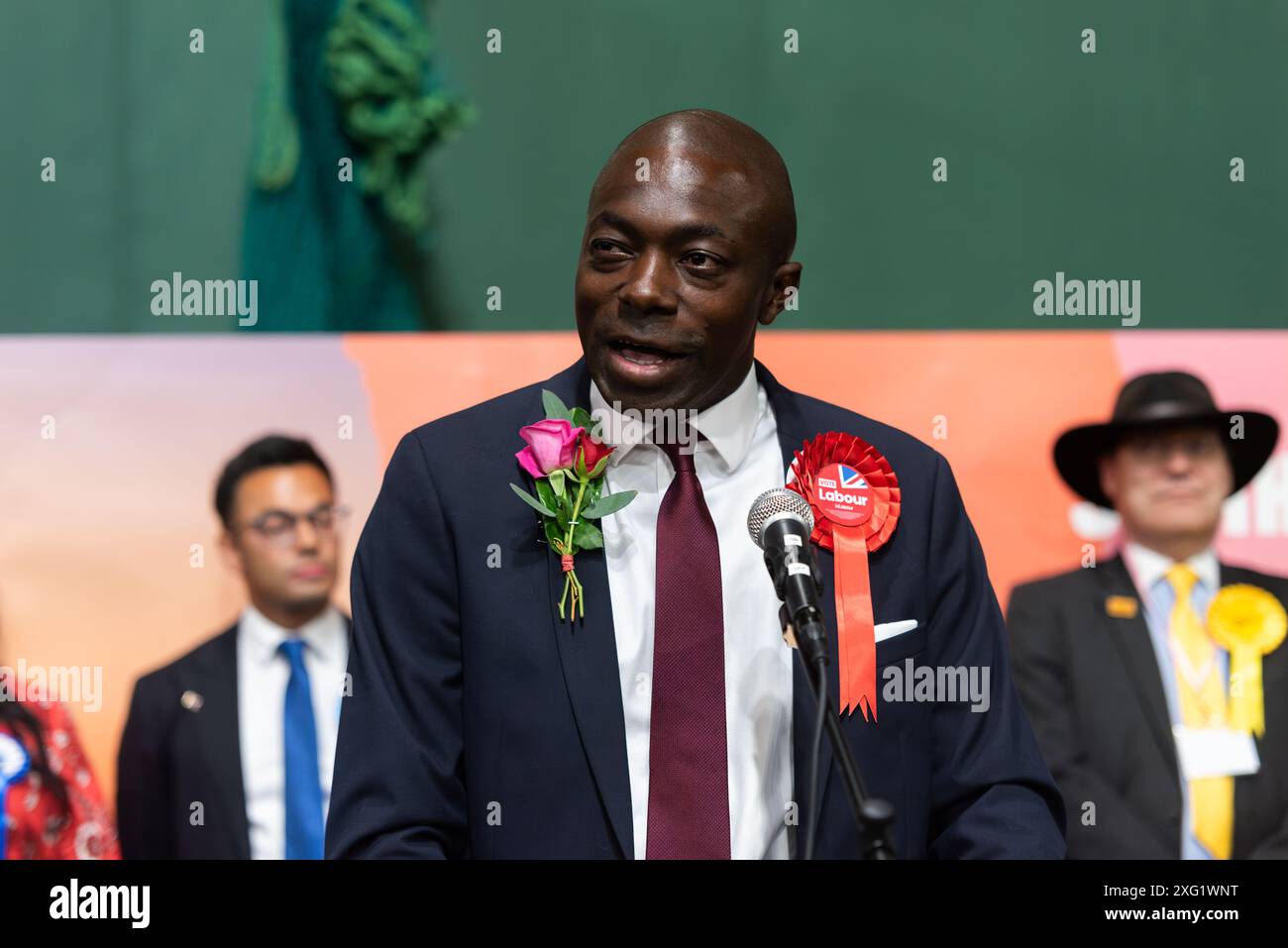 Bayo Alaba (Labour) at the results for the 2024 UK Parliamentary ...