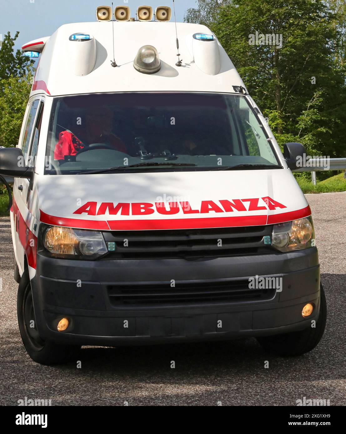 Italian White Van with the text AMBULANZA that means Ambulance in ...