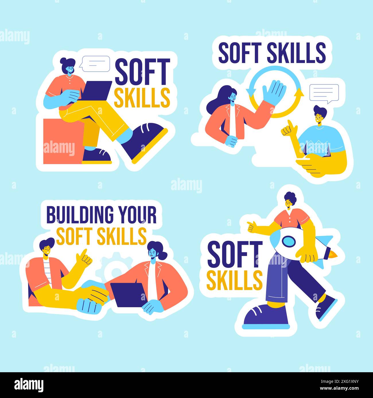 Soft Skills Label Flat Cartoon Hand Drawn Templates Background ...