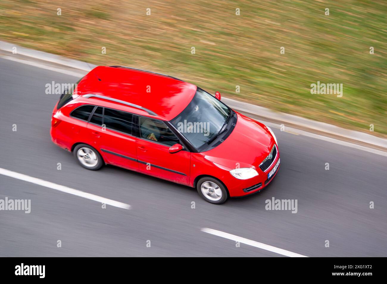 OSTRAVA, CZECH REPUBLIC - SEPTEMBER 22, 2023: Red Skoda Fabia II Combi ...