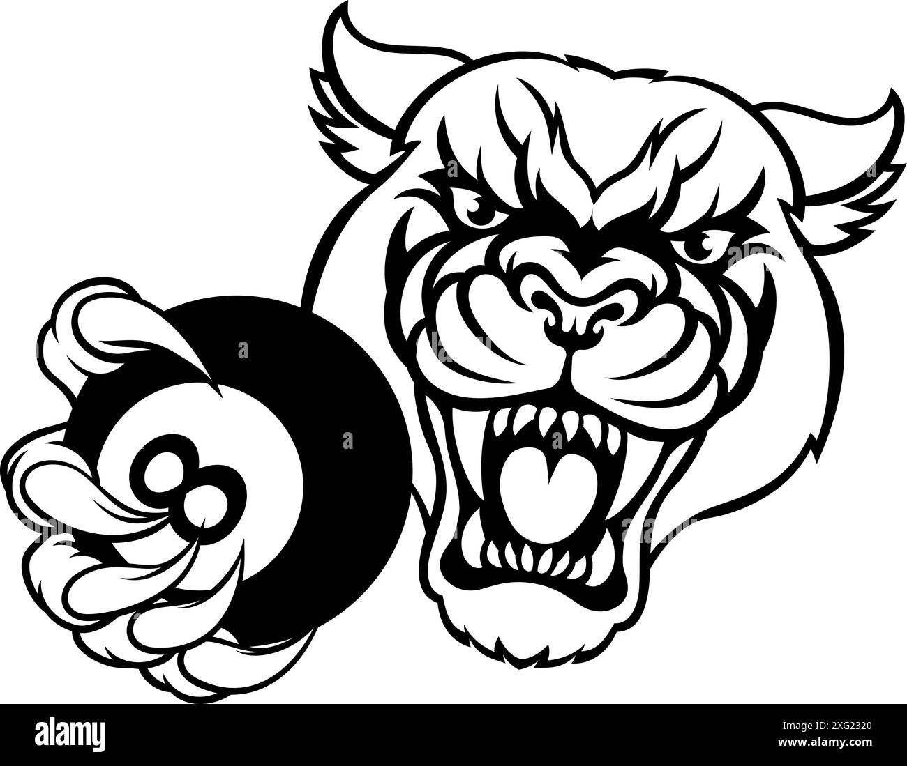 Panther Angry Pool 8 Ball Billiards Mascot Cartoon Stock Vector Image ...