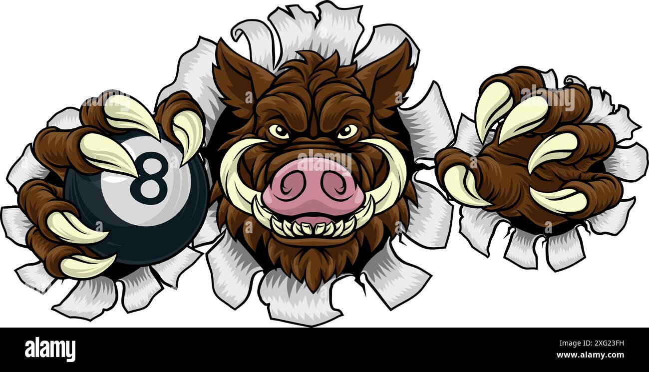 Boar Wild Hog Razorback Warthog Pig Pool Mascot Stock Vector Image ...