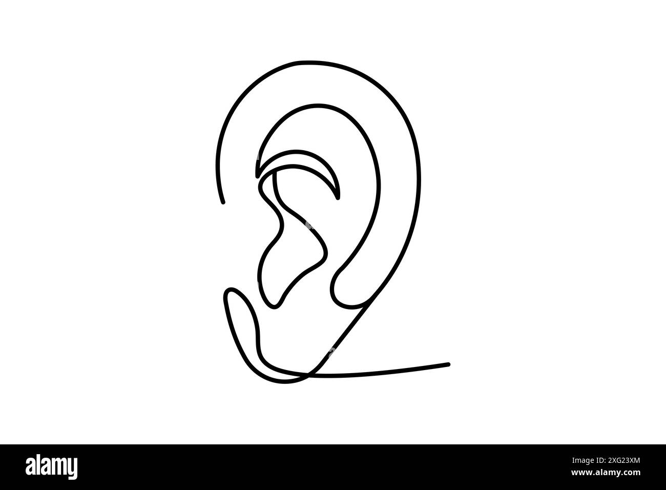 Human ear continuous one line drawing of isolated outline vector art illustration Stock Vector ...