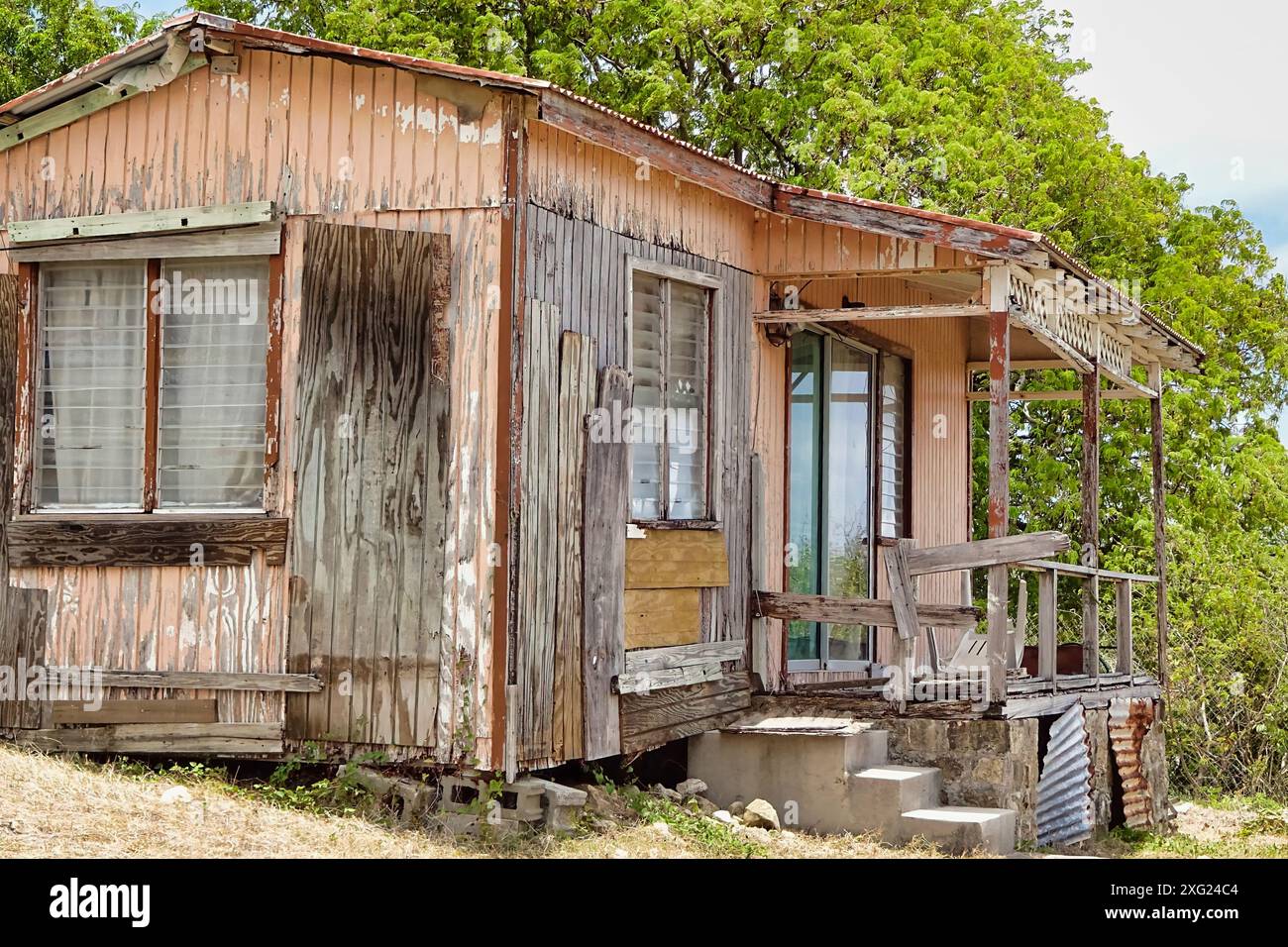 Wooden house in rural Antigua, Caribbean. Farming area. Poverty Stock ...
