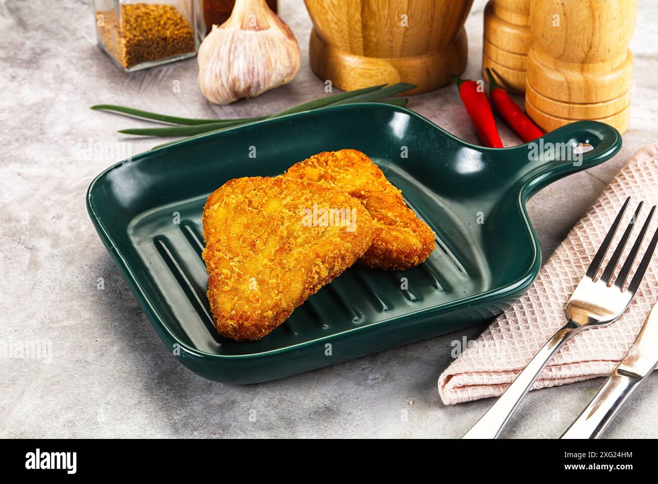 Fried potato hash brown snack for breakfast Stock Photo - Alamy