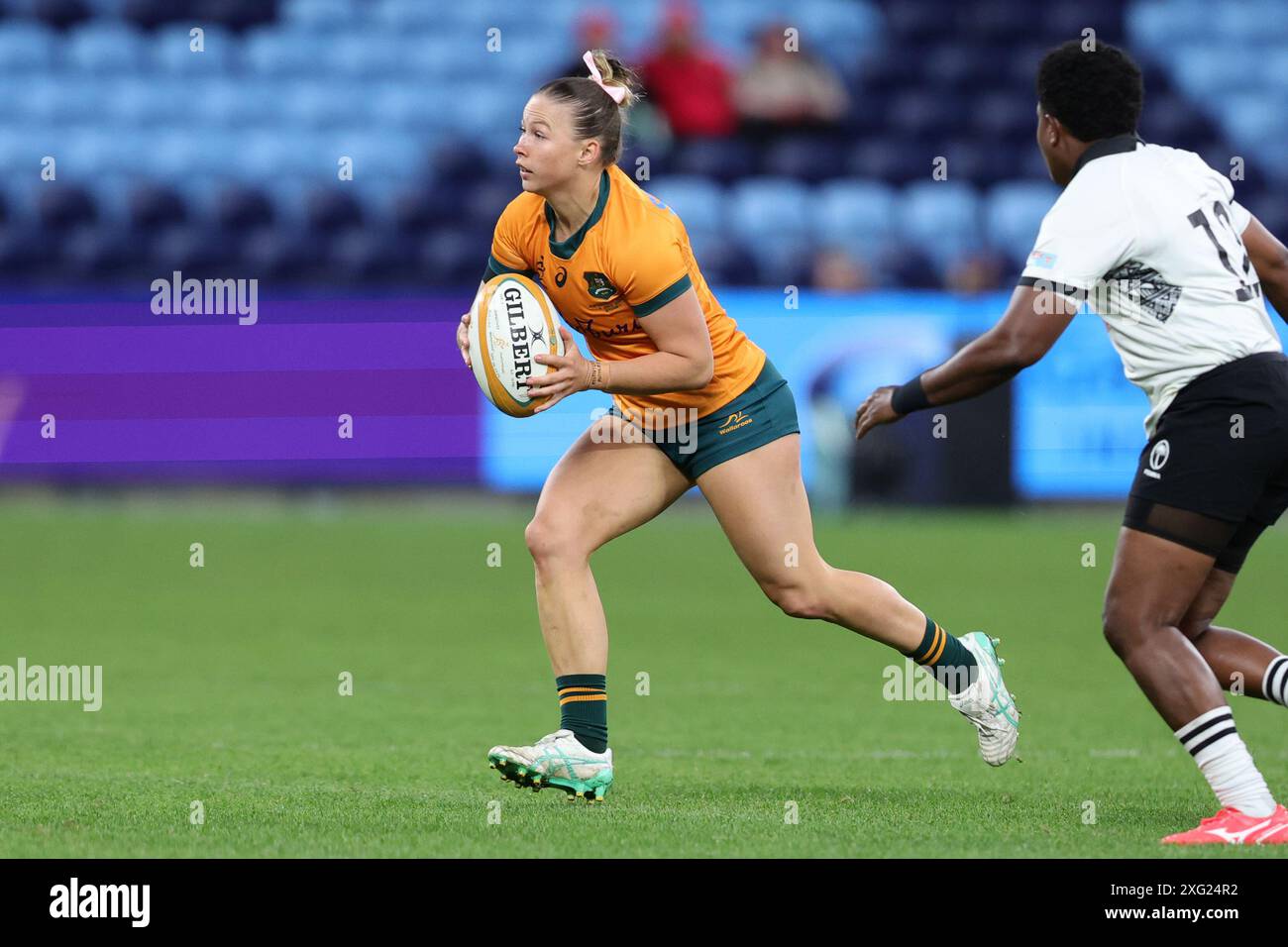 Sydney, Australia. 06th July, 2024. Layne Morgan of Wallaroos looks to ...
