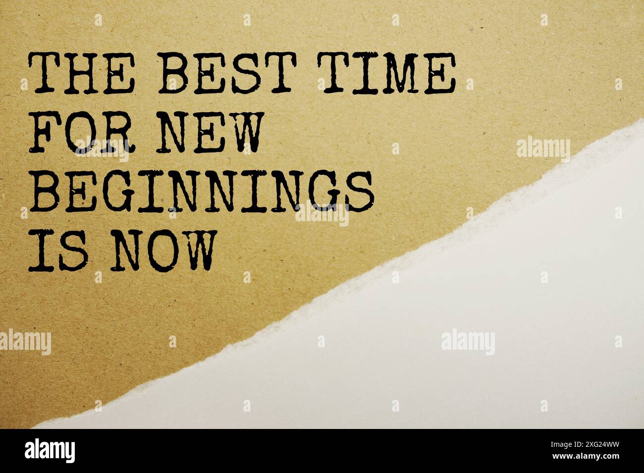 The Best Time For Nwe Beginnings Is Now message written on craft paper with torn paper ...