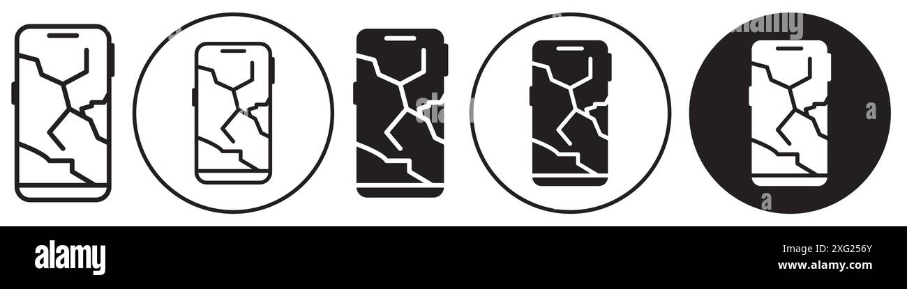 Broken Phone screen icon vector set collection for web vector set collection for app ui Stock ...