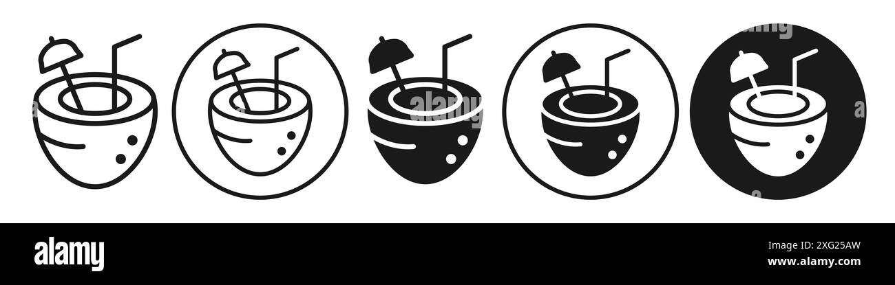 Coconut drink icon vector set collection for web vector set collection ...