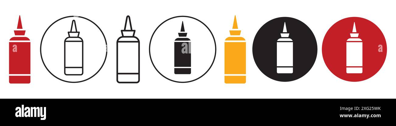 Ketchup and Mustard Squeeze Bottle Icon vector set collection for web ...