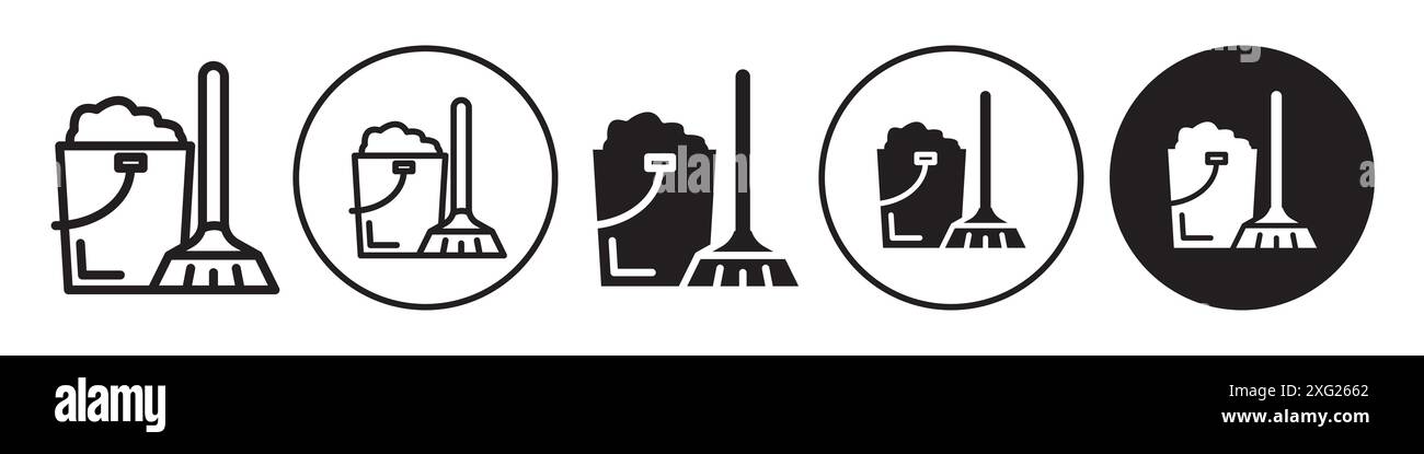 Mop and bucket icon vector set collection for web vector set collection ...