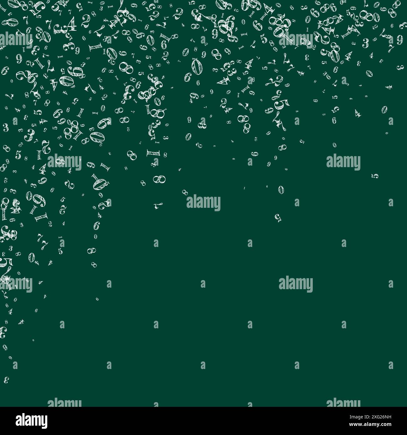 School math notebook cover. White chalk numbers floating in the air ...