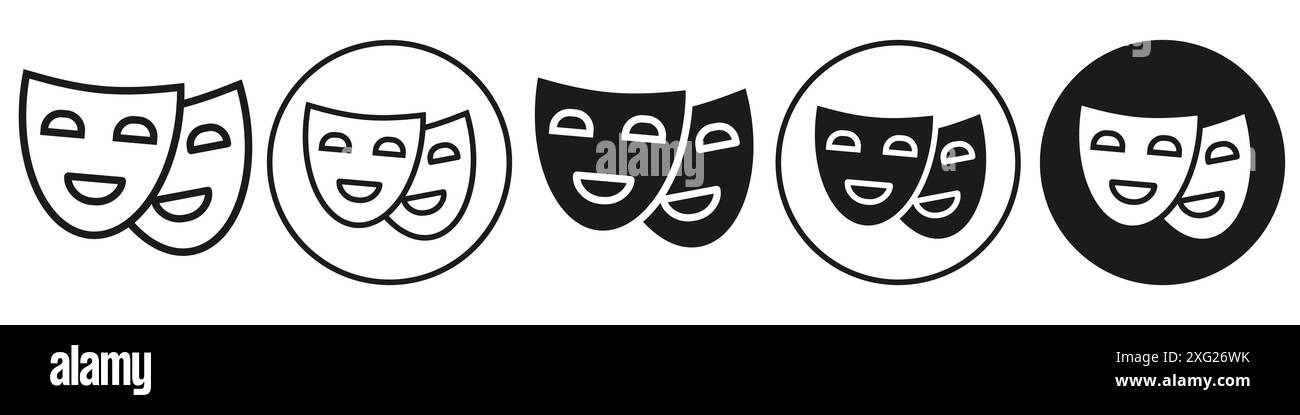 Tragedy Comedy mask icon vector set collection for web vector set collection for app ui Stock ...