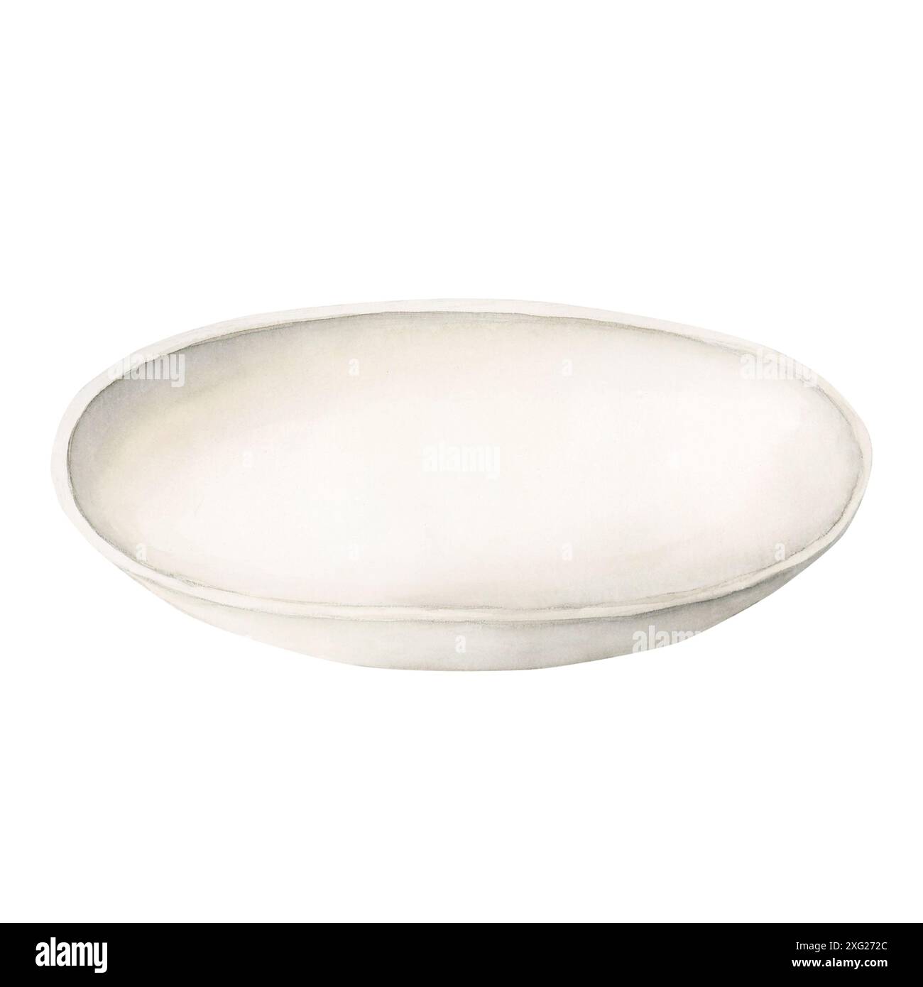 White empty plate. Porcelain crockery. Watercolor food illustration ...