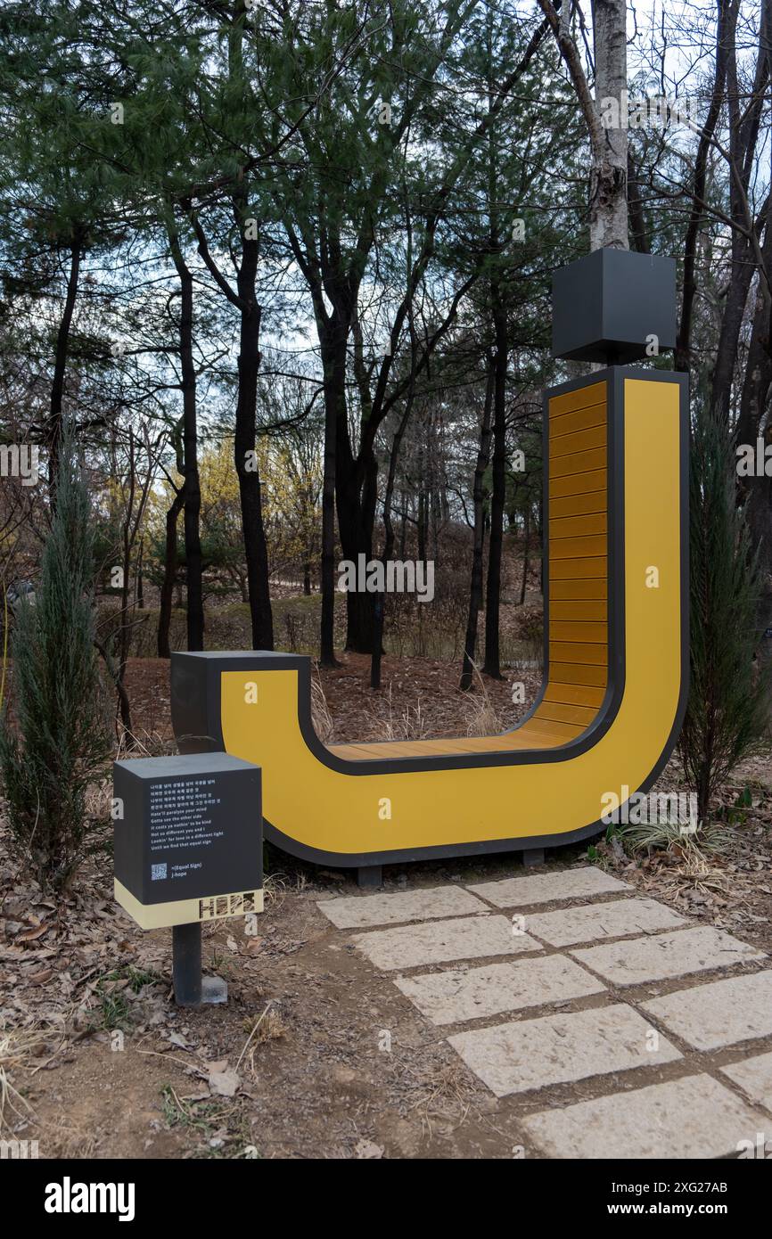 Seoul, South Korea - 20 March 2024: J Bench in J-Hope Forest, located ...
