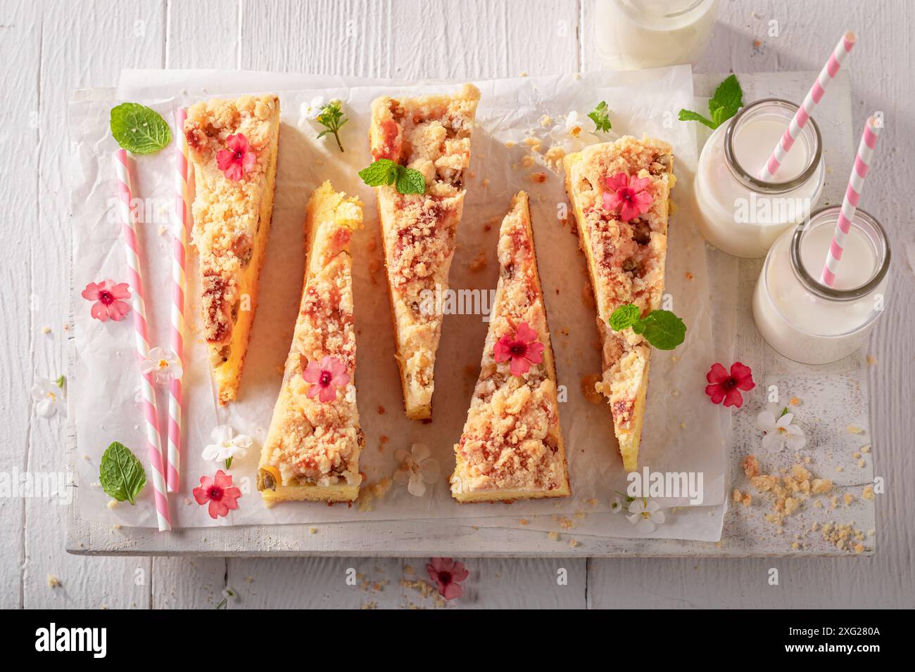 Fresh and homemade gooseberry butter cake as traditional dessert ...