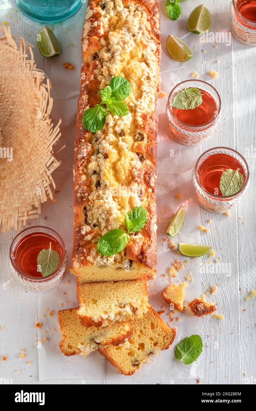 Delicious and sweet gooseberry yeast cake as summer dessert. Gooseberry ...