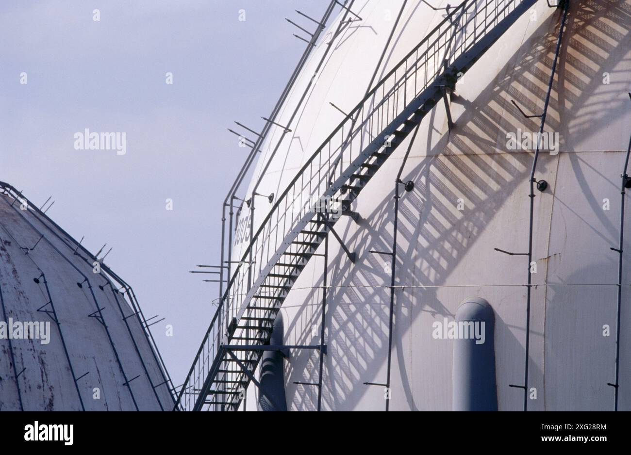 Butane gas tanks, distribution plant. El Musel, port of Gijón. Spain ...