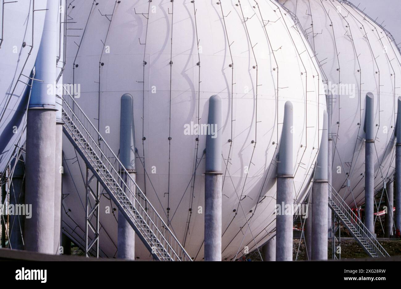Butane gas tanks, distribution plant. El Musel, port of Gijón. Spain ...
