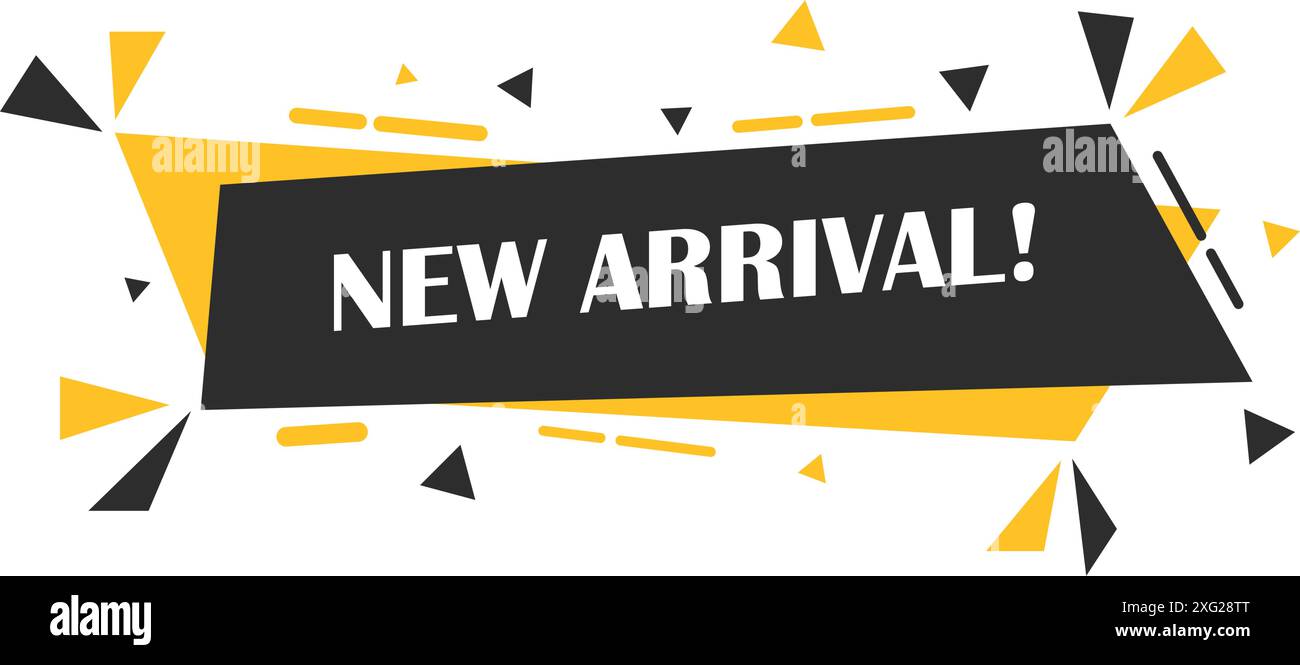 New arrival banner icon in flat style. Arrivals shop vector ...
