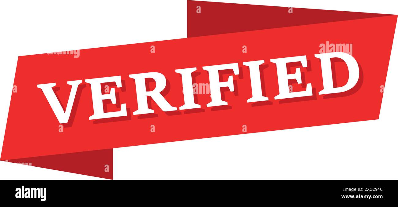 Verified banner icon in flat style. Verify label vector illustration on ...