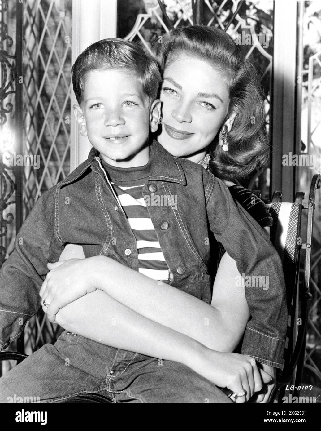 LAUREN BACALL, wife of HUMPHREY BOGART, with their son STEPHEN BOGART ...