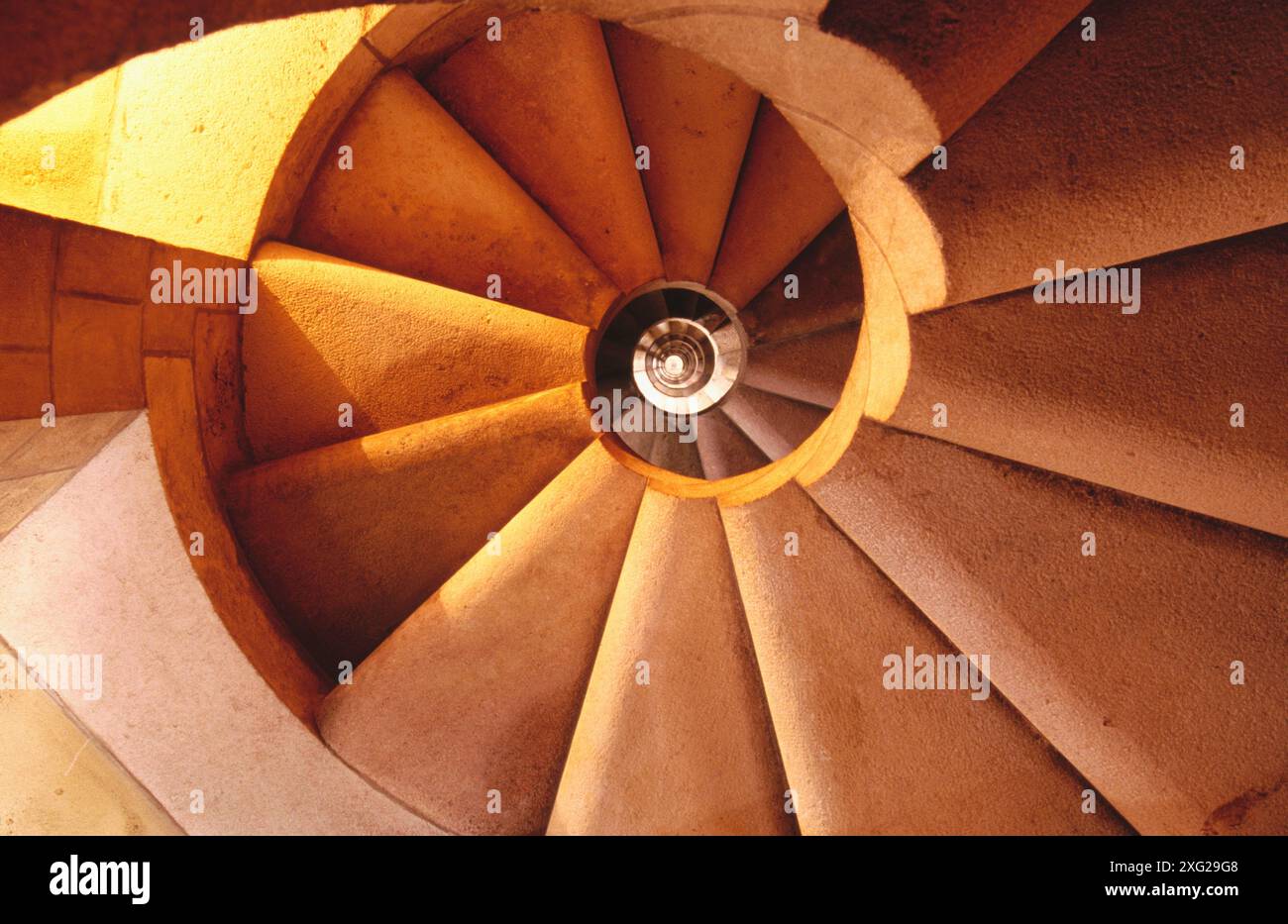Spiral stairs in the Sagrada Familia, by Antonio Gaudi. Barcelona ...