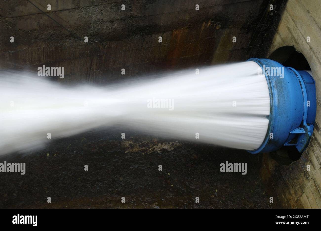 Water jet at Barrendiola reservoir, Urola River. Guipúzcoa. Spain Stock ...