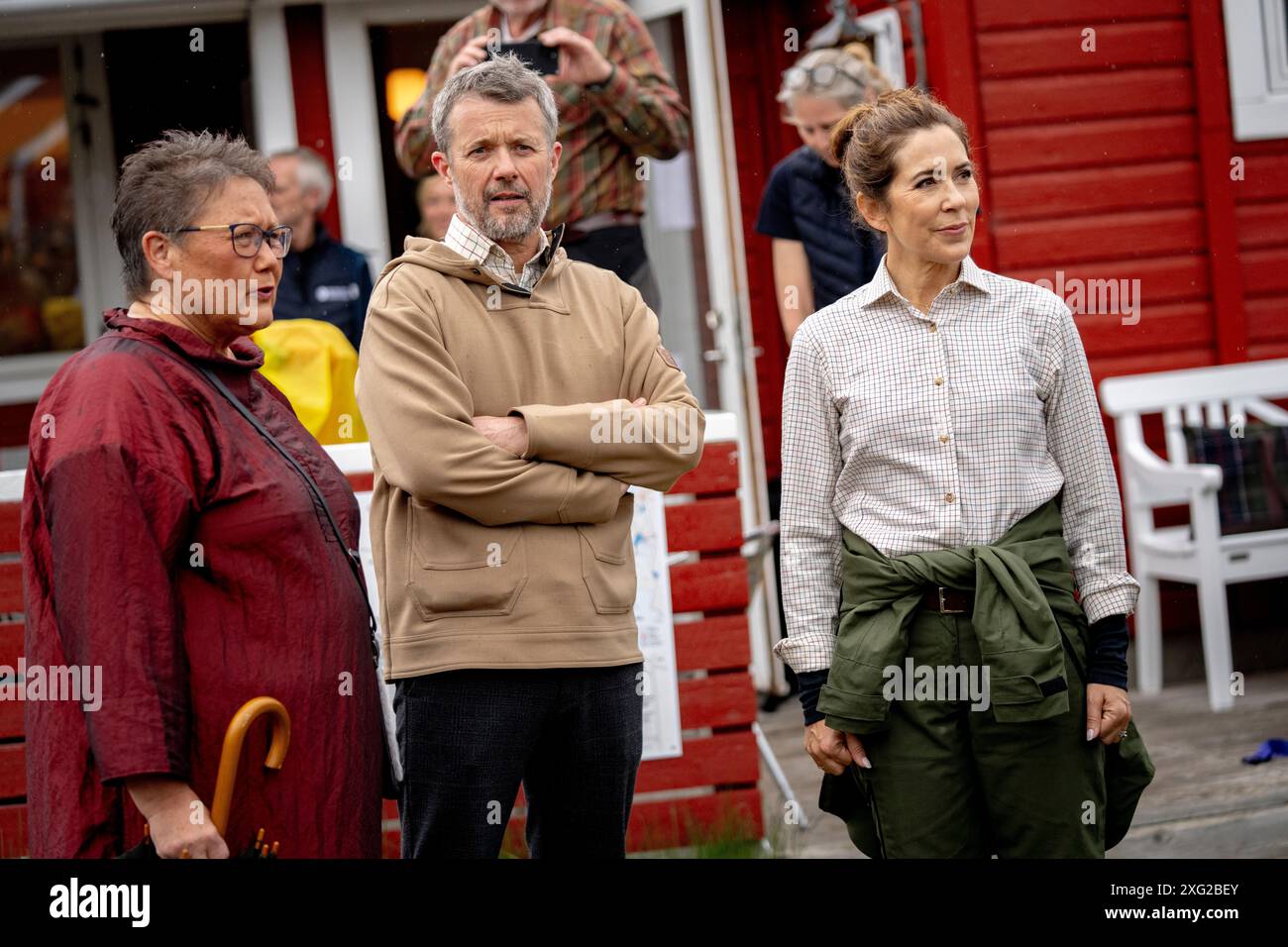 King Frederick X and Queen Mary greet Mayor Stine Egede upon arrival to ...