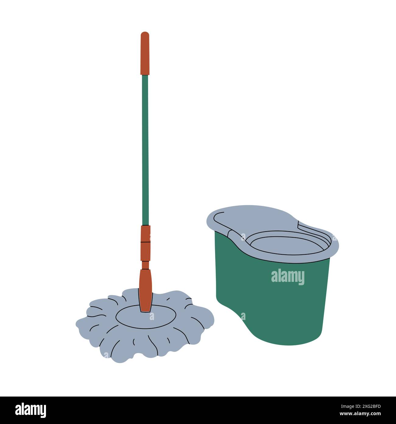 Clean floor mop with stick handle and bucket Stock Vector Image & Art ...
