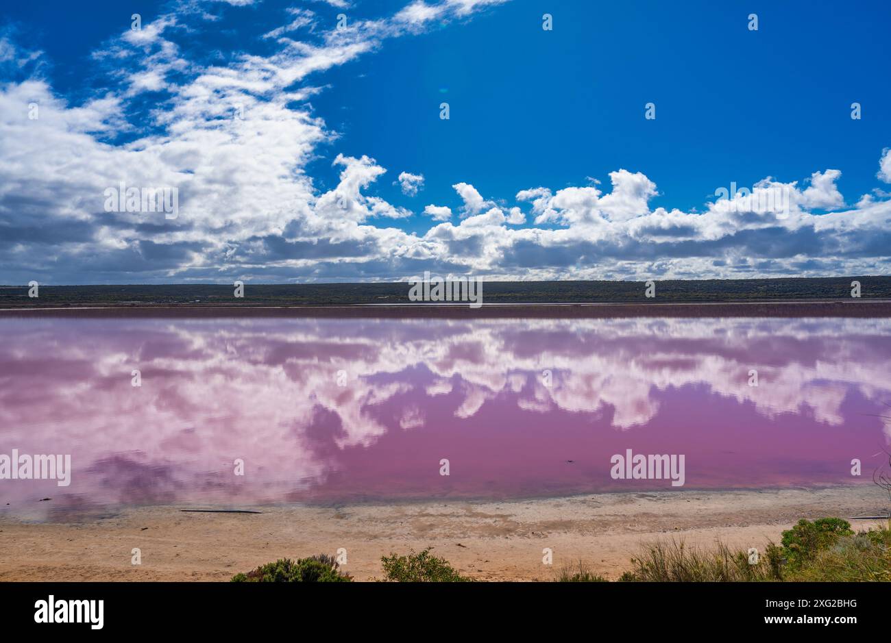Colors and reflections of Pink Lake, Port Gregory. Western Australia ...