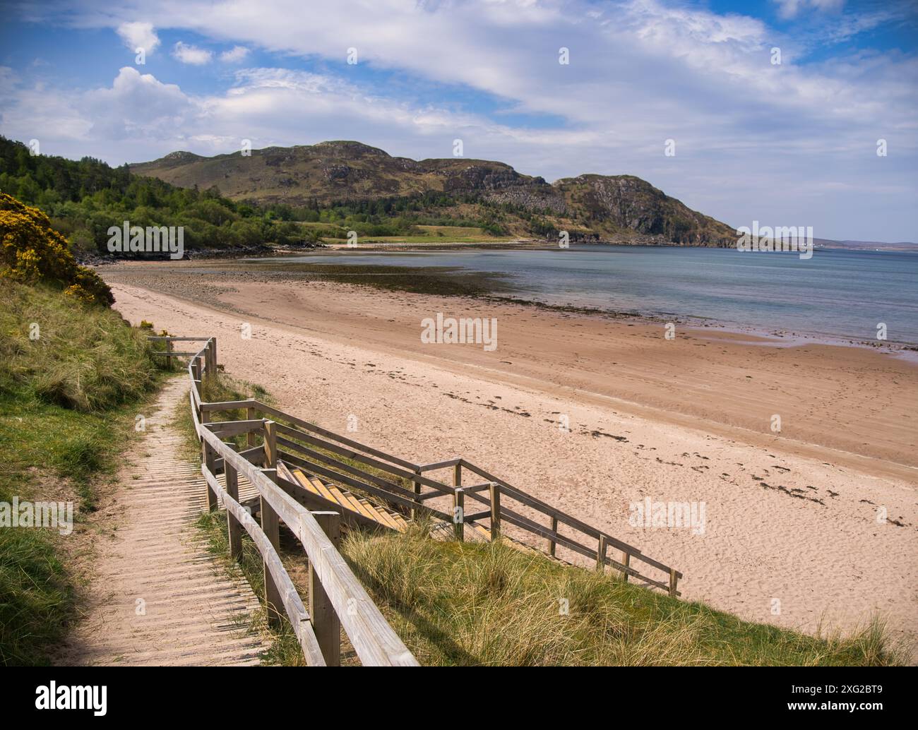 The beautiful Gruinard Bay beach on the iconic NC500, unusual for its ...