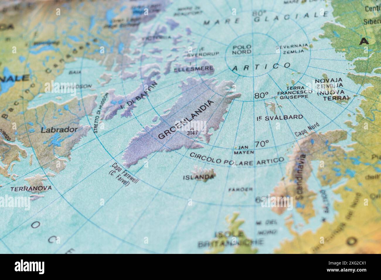 Old map of the Artic with the borders between USA and URSS (currently ...