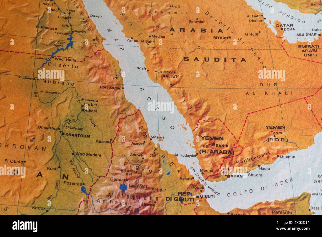 Old map of Horn of Africa with Saudi Arabi, Yemen, Gibuti, Eritrea, etc ...