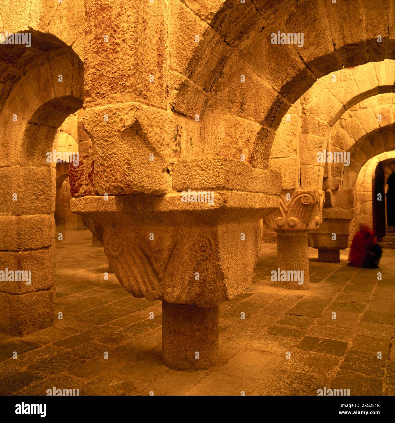 Romanesque Crypt (11th century). Leyre monastery. Navarre. Spain Stock ...