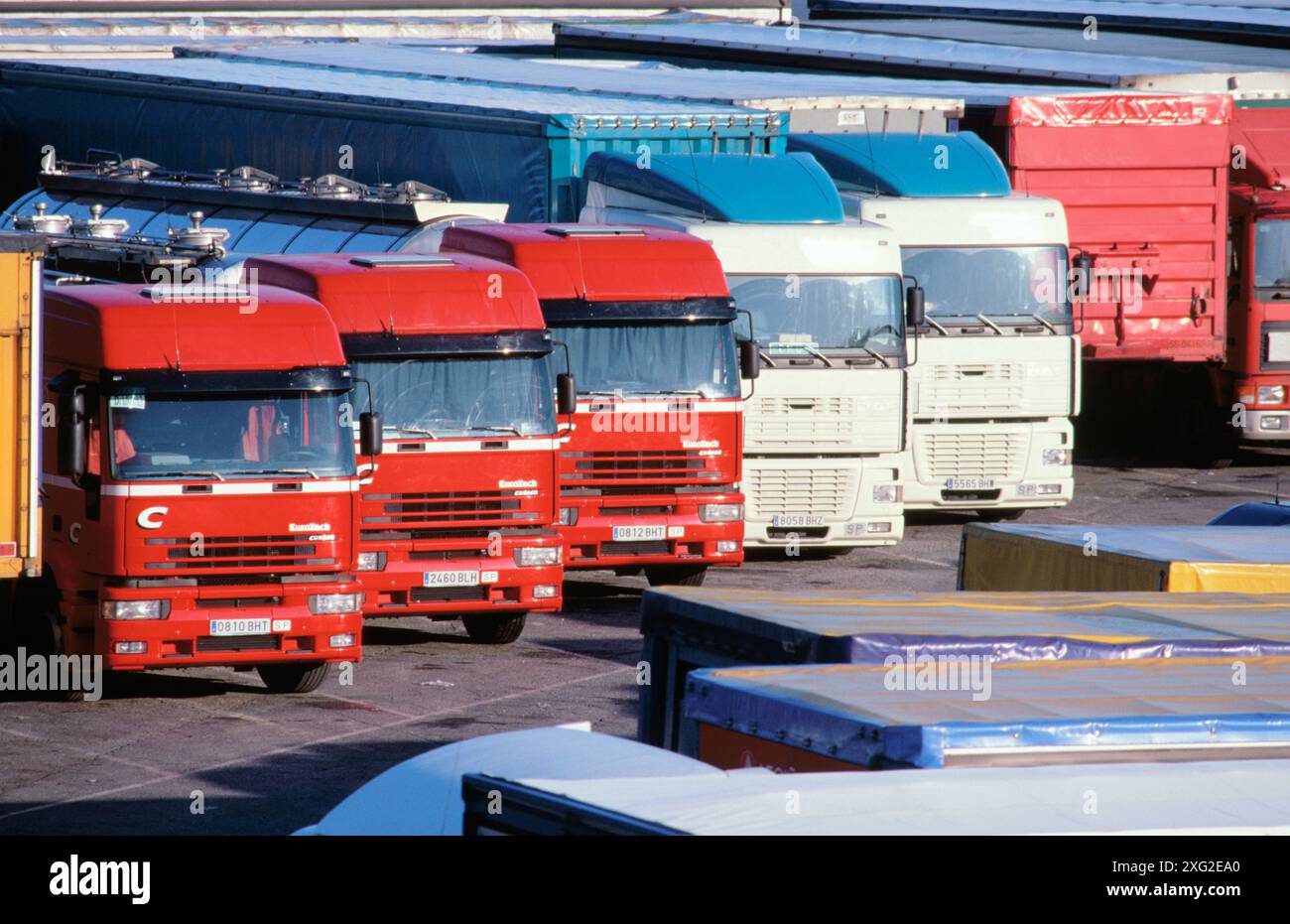 Spain france border lorries hi-res stock photography and images - Alamy