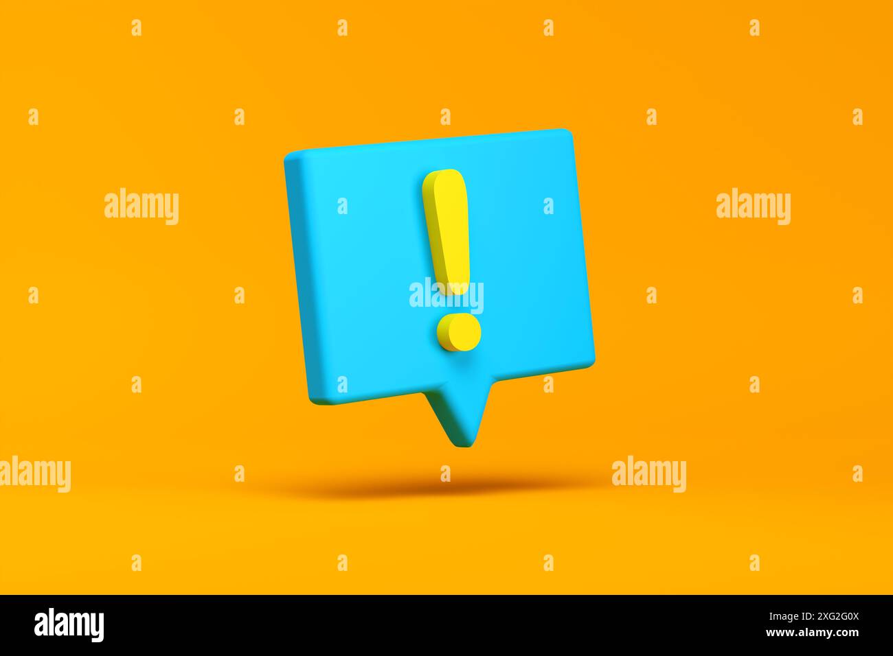 Exclamation mark on blue speech bubble. Warning, caution and attention ...