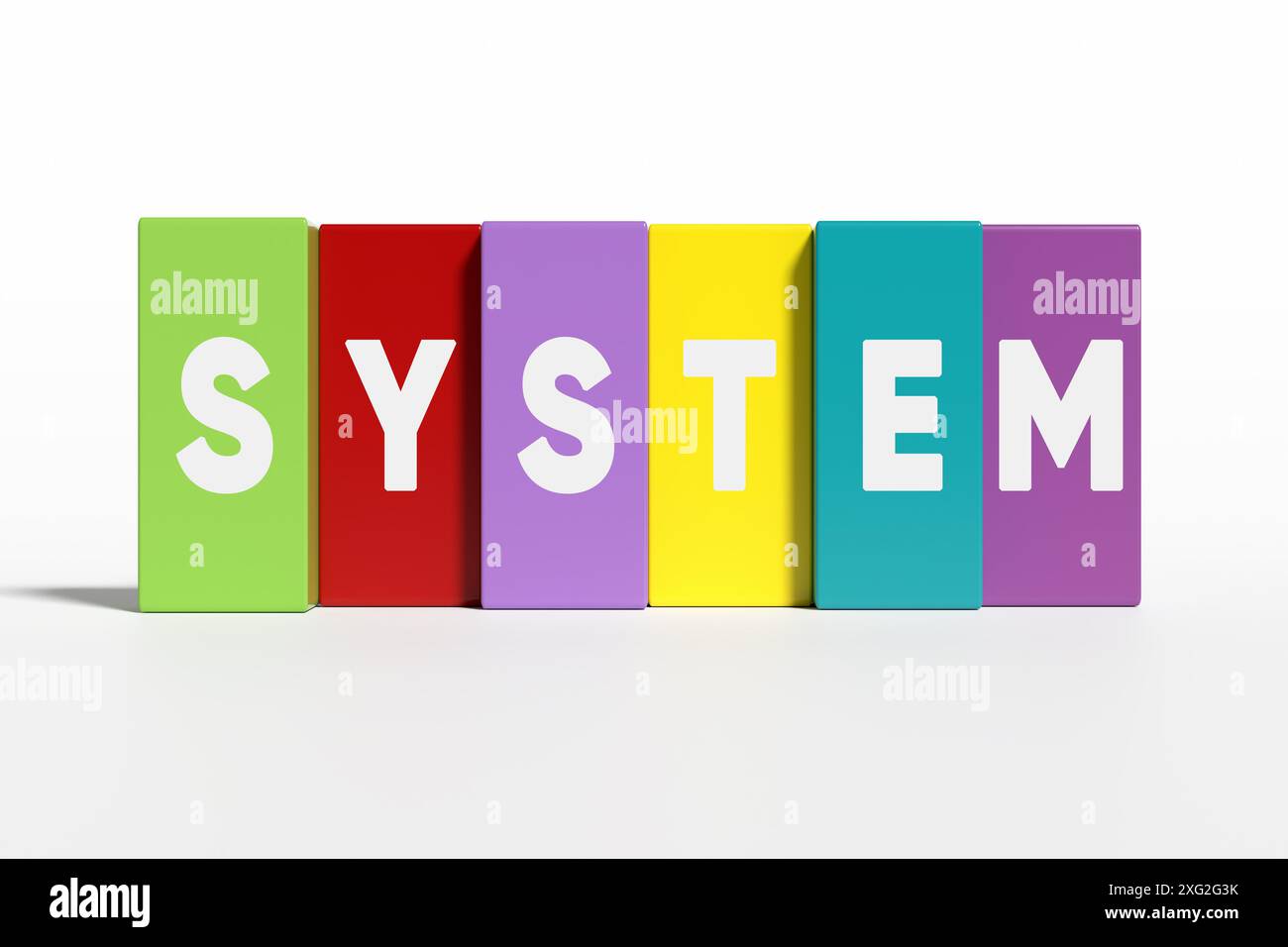 The word system on colorful wooden blocks on white background. System ...